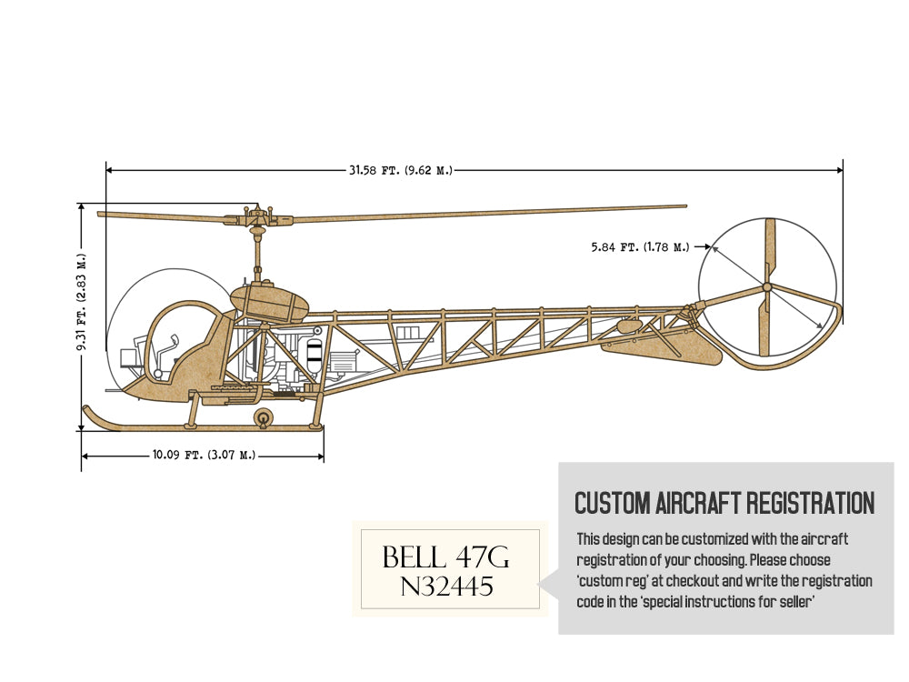 Bell 47G Helicopter Art | Blueprint | Laser Cut Wood Gifts & Art ...