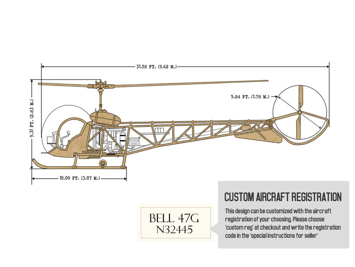 Bell 47G Helicopter Art | Blueprint | Laser Cut Wood Gifts & Art ...